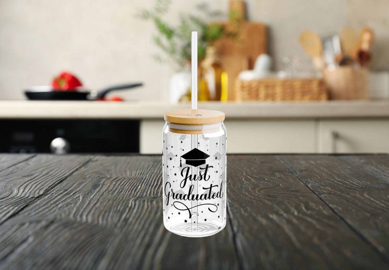 Just Graduated Glass Jar Graduation Tumbler Gift for Her Graduation ...