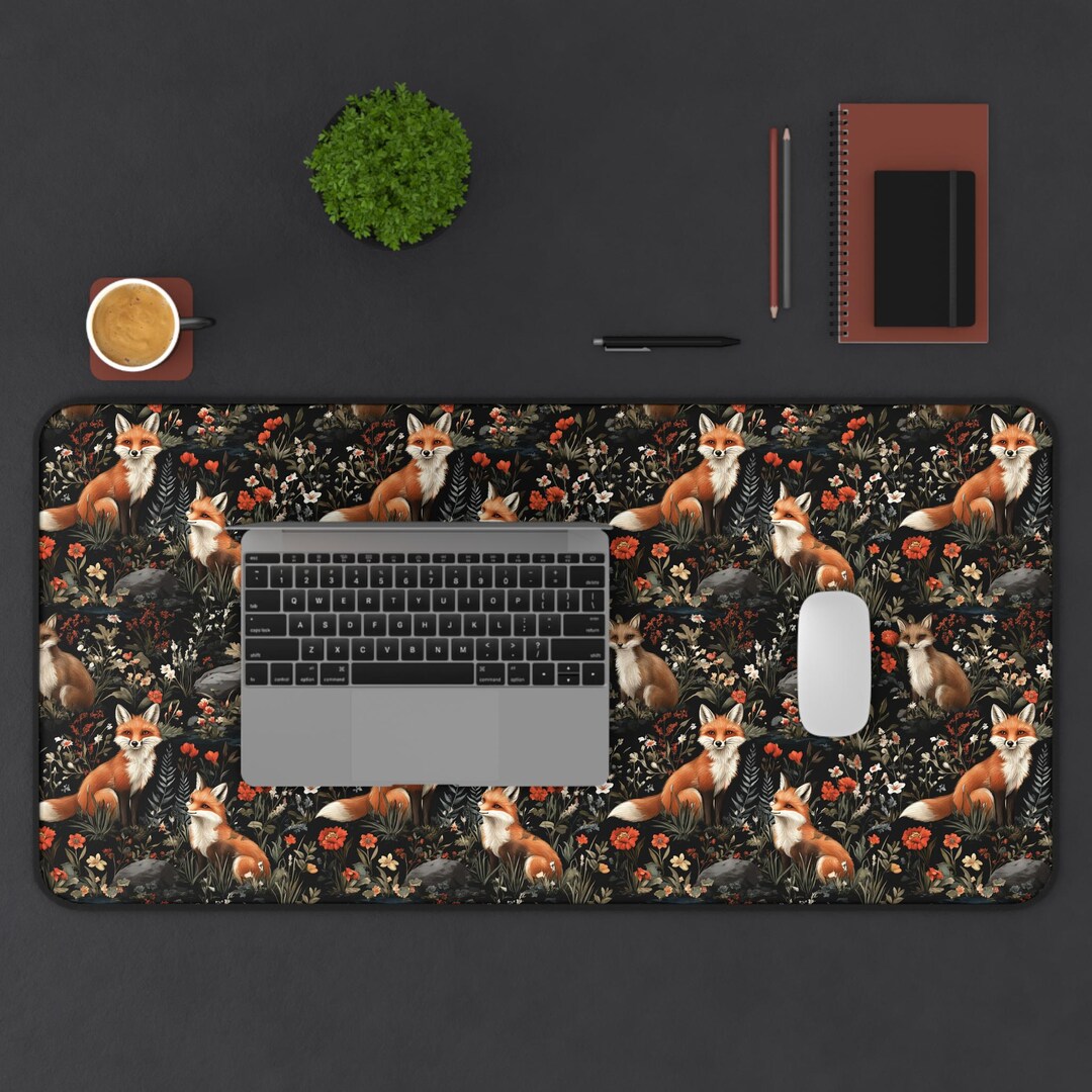 Cute Fox Desk Mat Fox Lover Desk Mat Cute Cat Mouse Pad Gift Dorm Cute ...