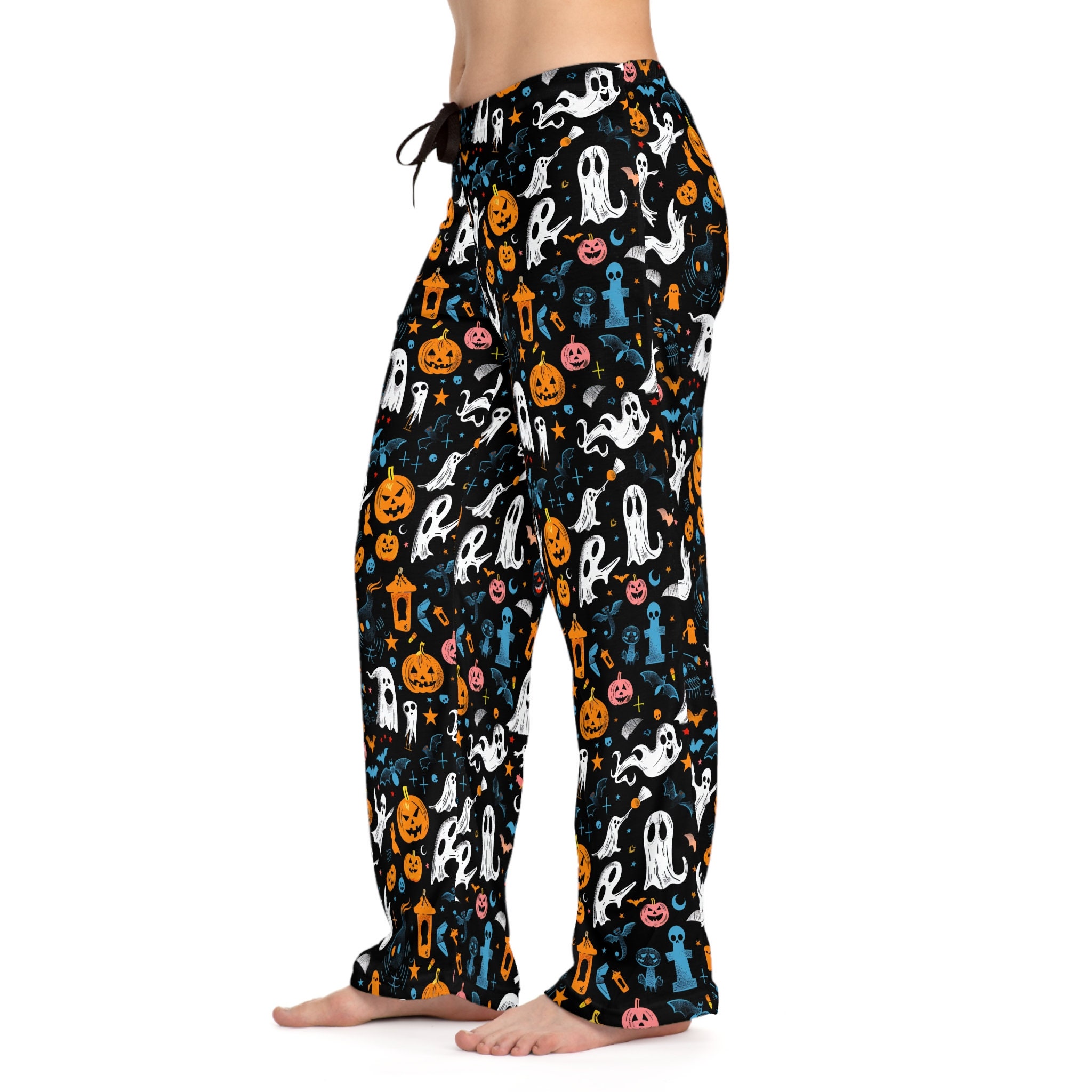 Halloween Pajama Pants Scary Pajamas Pumpkins Ghosts Bats Halloween ...
