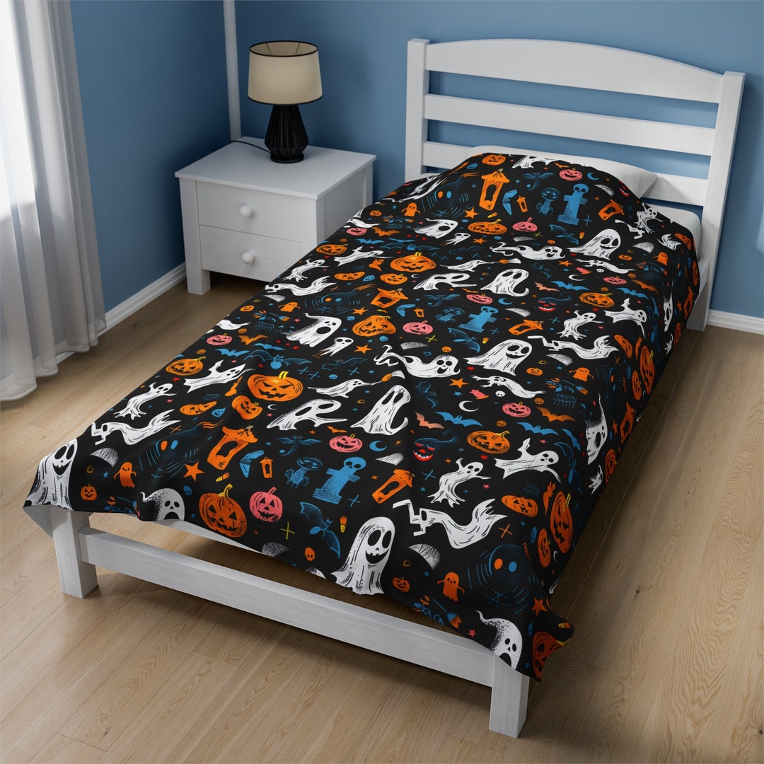 Cute Halloween Blanket Scary Blanket Spooky Blanket Ghosts Pumpkins ...