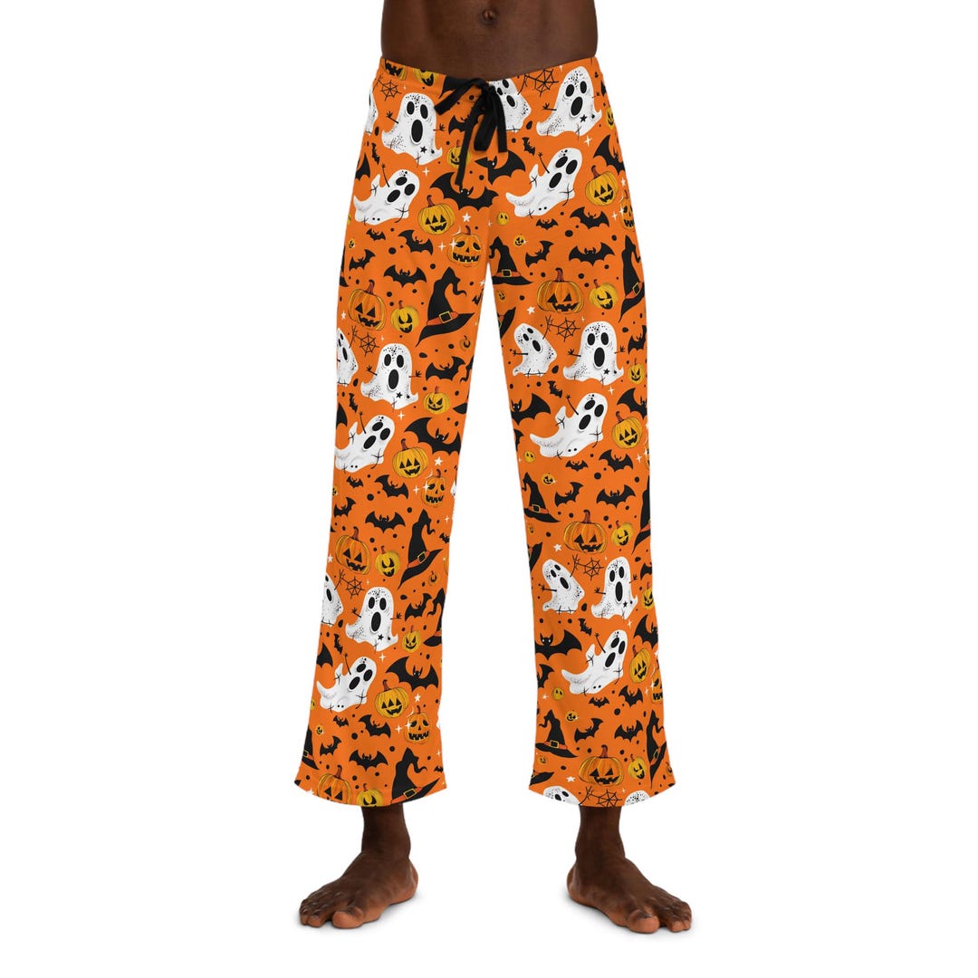 Halloween Mens Pajama Pants Scary Pajamas Pumpkins Ghosts Halloween ...