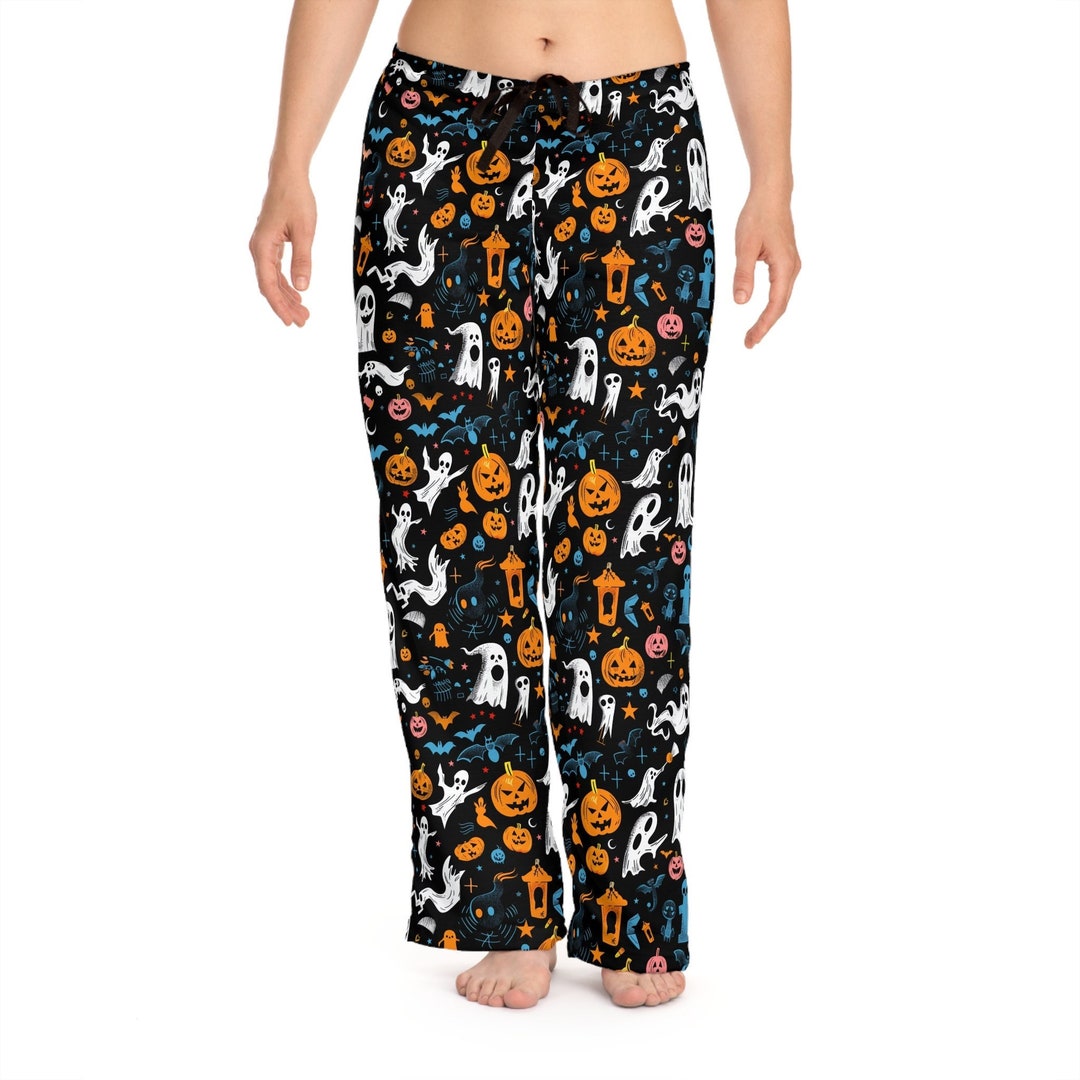 Halloween Pajama Pants Scary Pajamas Pumpkins Ghosts Bats Halloween ...