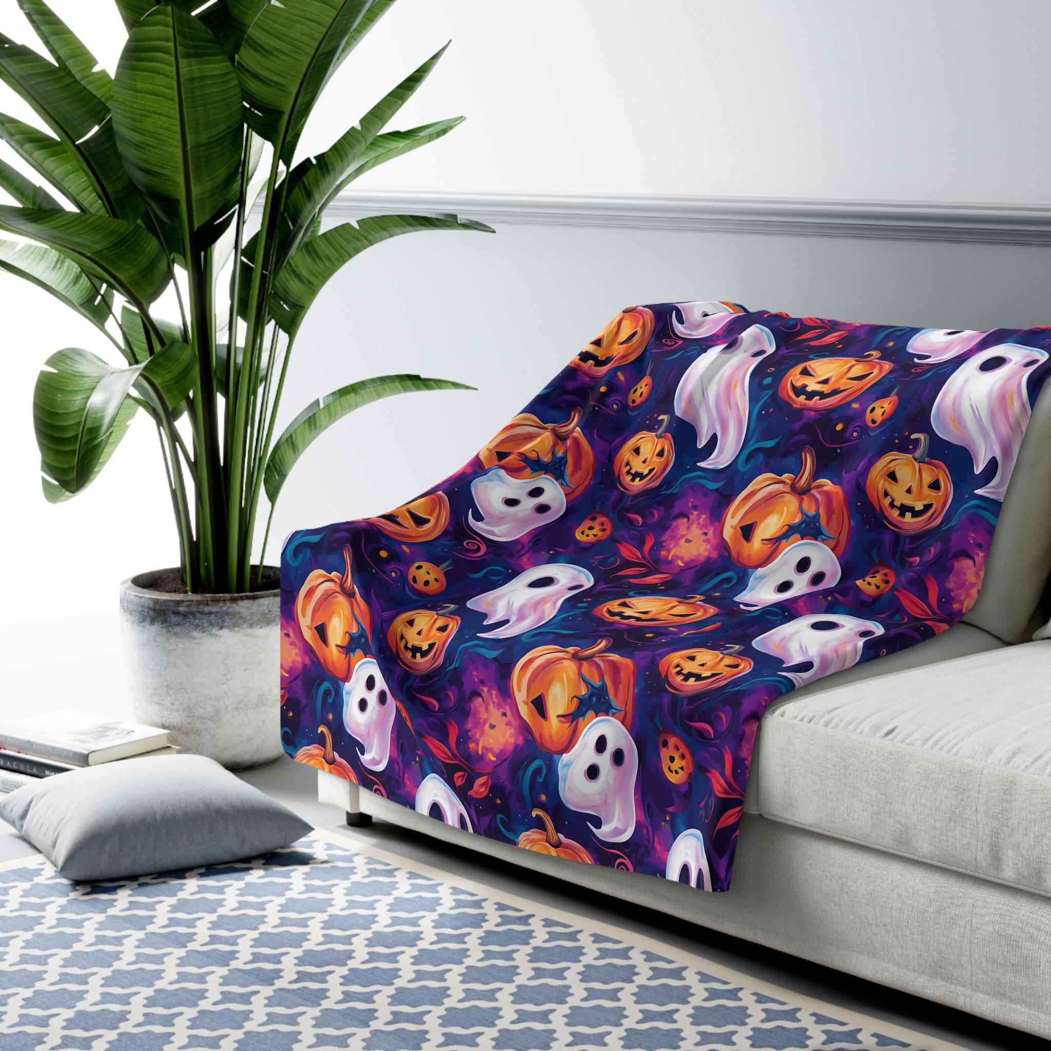 Cute Halloween Blanket Scary Blanket Spooky Blanket Ghosts Pumpkins ...