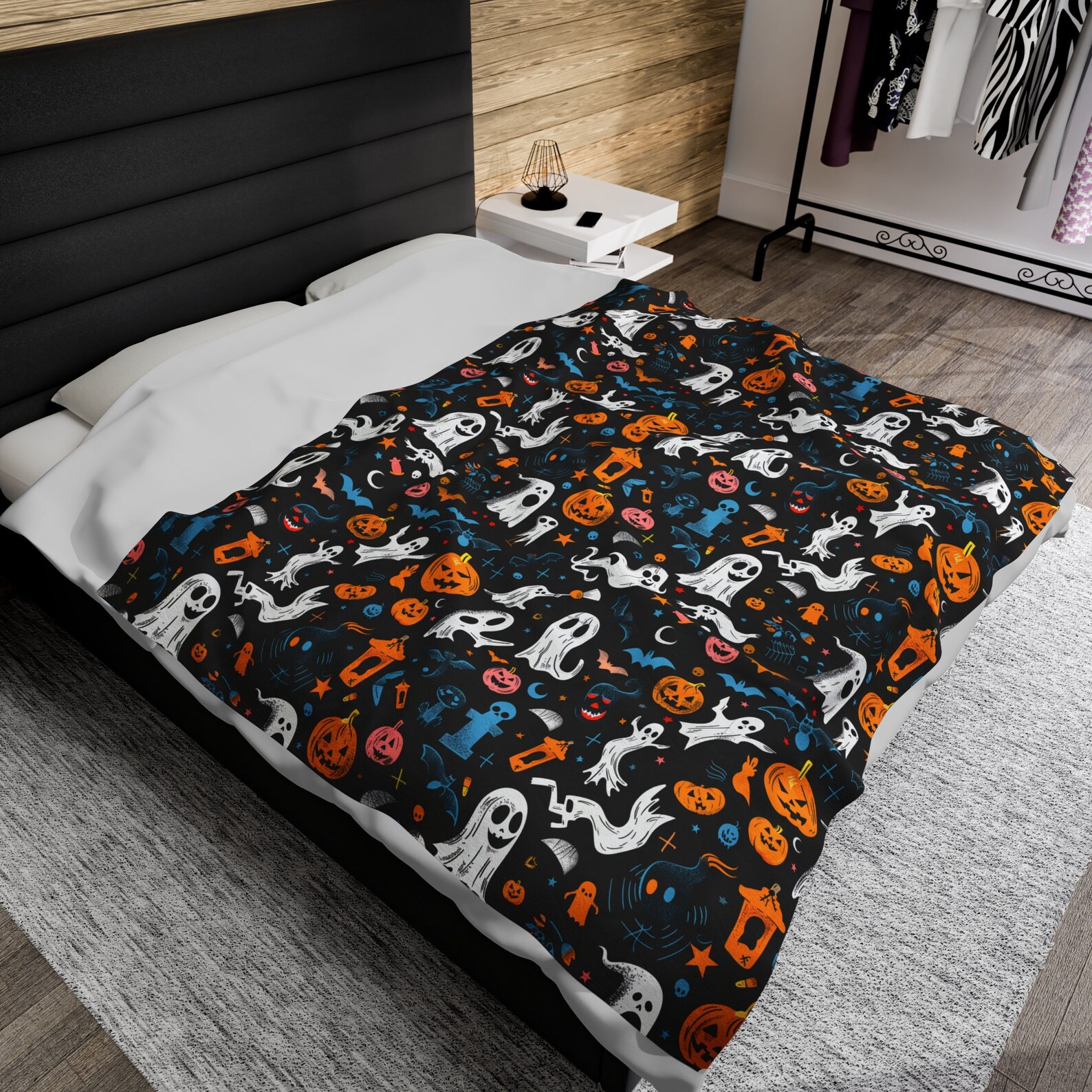 Cute Halloween Blanket Scary Blanket Spooky Blanket Ghosts Pumpkins ...