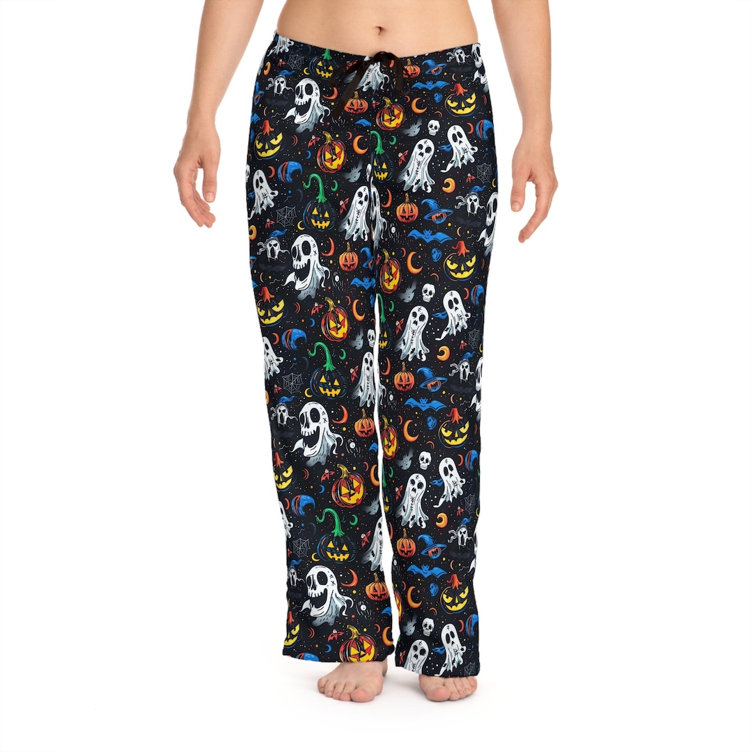 Halloween Pajama Pants Scary Pajamas Pumpkins Ghosts Bats Halloween ...
