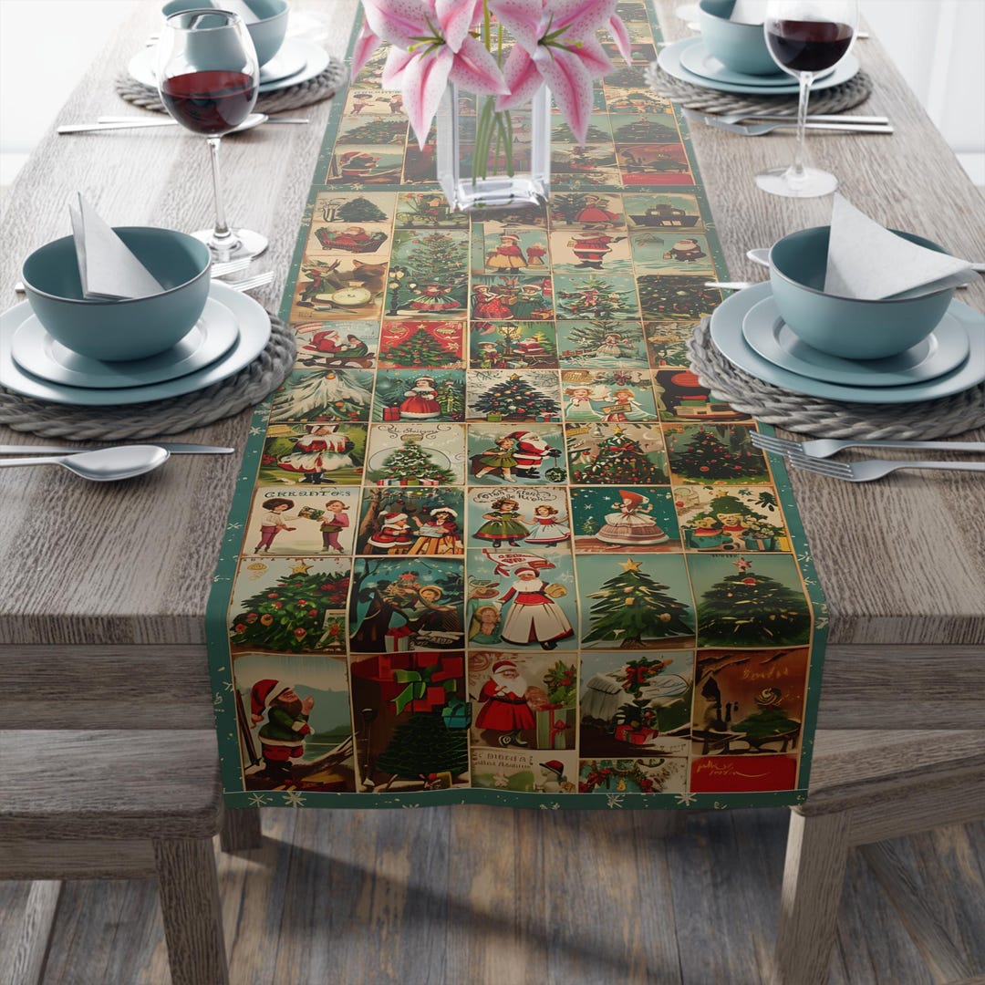 Vintage Christmas Table Runner Christmas Eve Table Runner Christmas ...