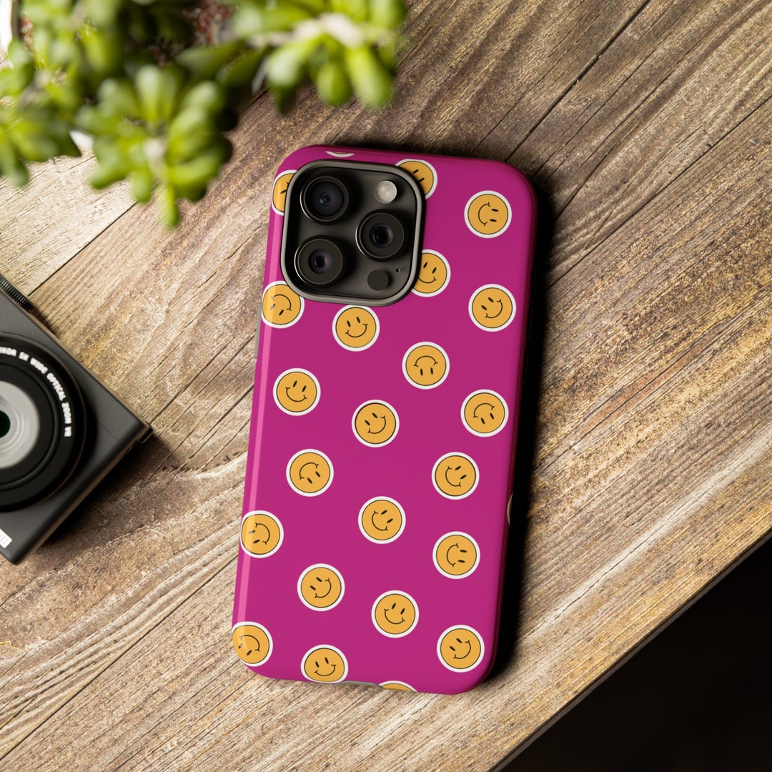 Cute Smiley Faces Phone Case Cute Pink Phone Case for Her Cute Gift for ...