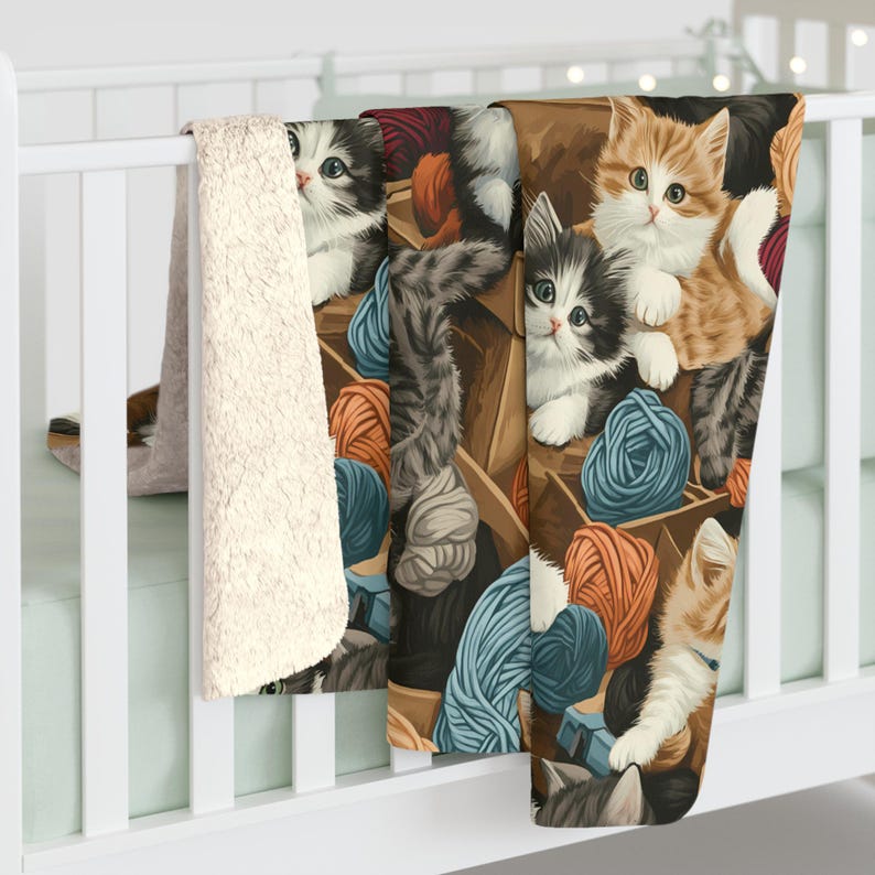 Cute Cat Blanket Sherpa Fleece Blanket for Cat Lovers Cute Cat Sherpa ...