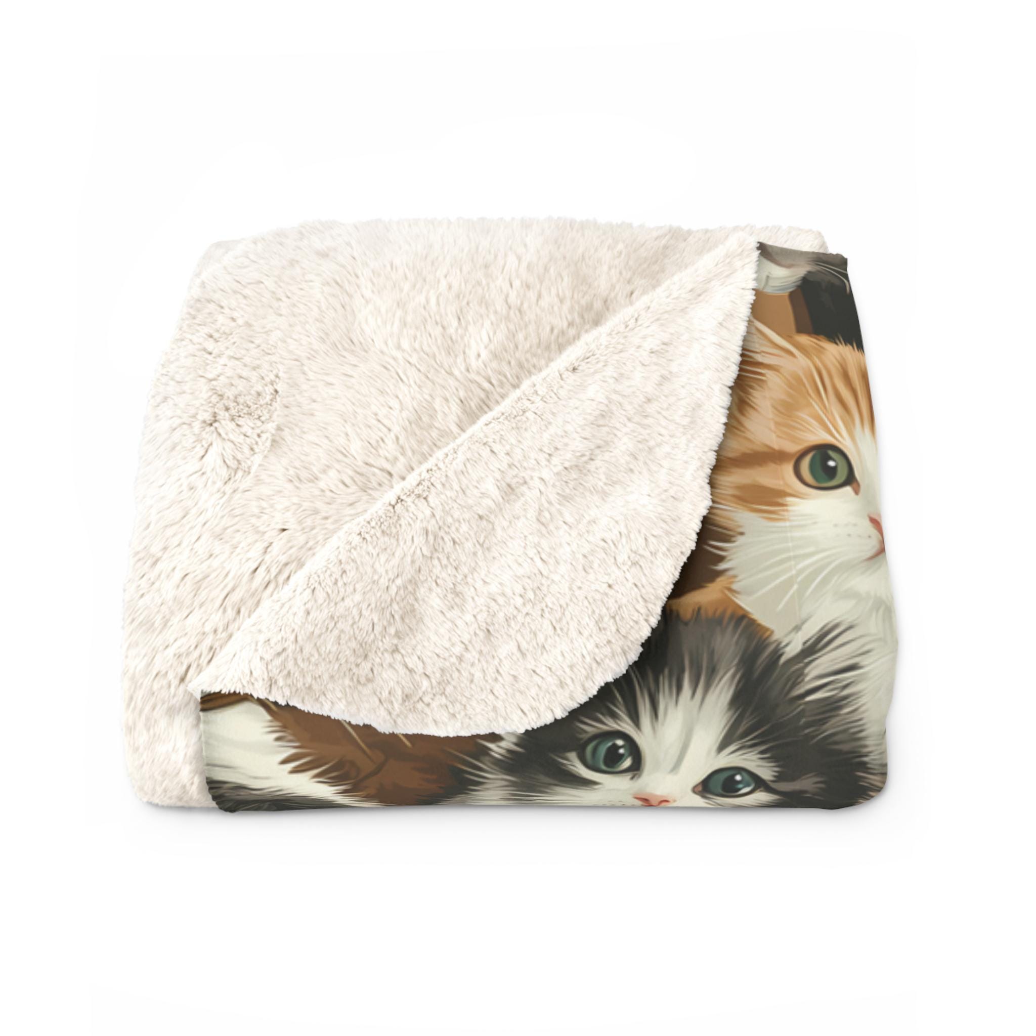 Cute Cat Blanket Sherpa Fleece Blanket for Cat Lovers Cute Cat Sherpa ...