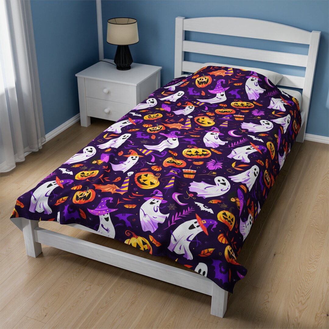 Cute Halloween Blanket Scary Blanket Spooky Blanket Ghosts Pumpkins ...