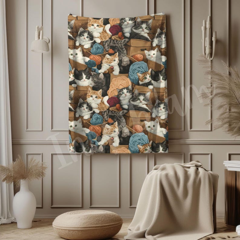 Cute Cat Blanket Sherpa Fleece Blanket for Cat Lovers Cute Cat Sherpa ...