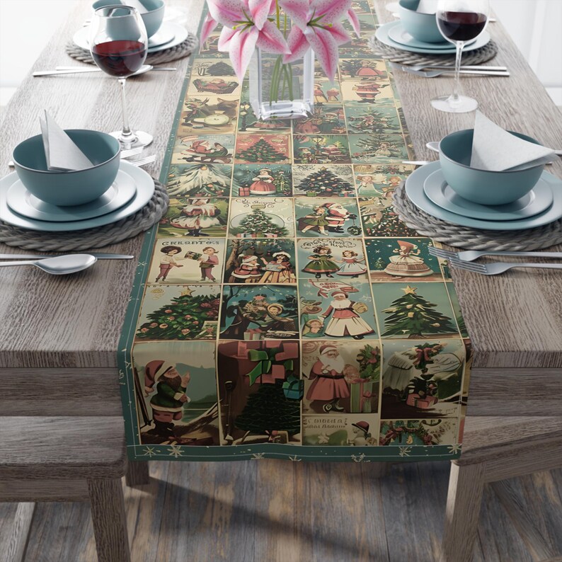 Vintage Christmas Table Runner Christmas Eve Table Runner Christmas ...