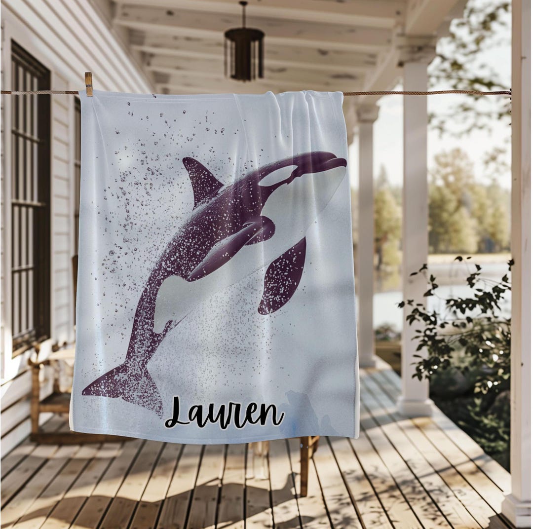 Personalized Orca Whale Sherpa Fleece Blanket Custom Orca Whale Blanket ...