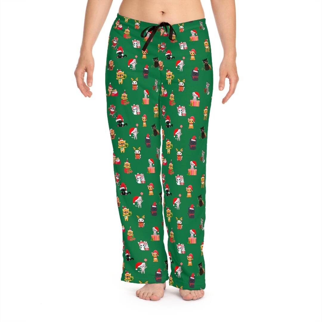 Christmas Cat Pajama Pants Womens Christmas Pajama Pants Cat Lover ...