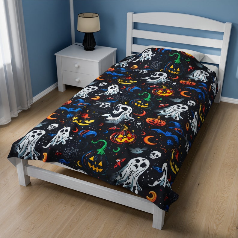 Cute Halloween Blanket Scary Blanket Spooky Blanket Ghosts Pumpkins ...