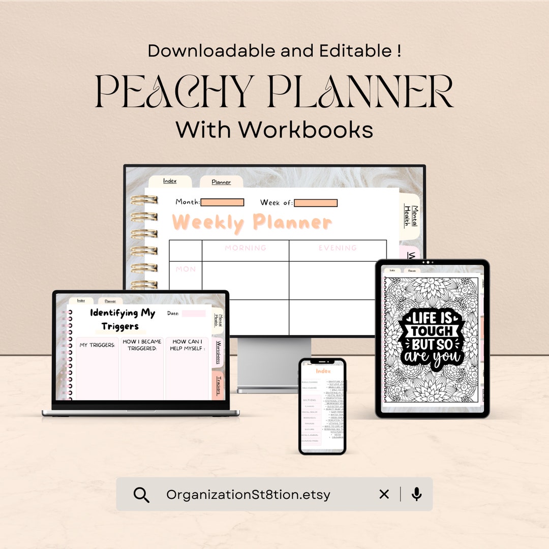 Editable Peachy Planner | PLR | Digital Download | Weekly Agenda ...