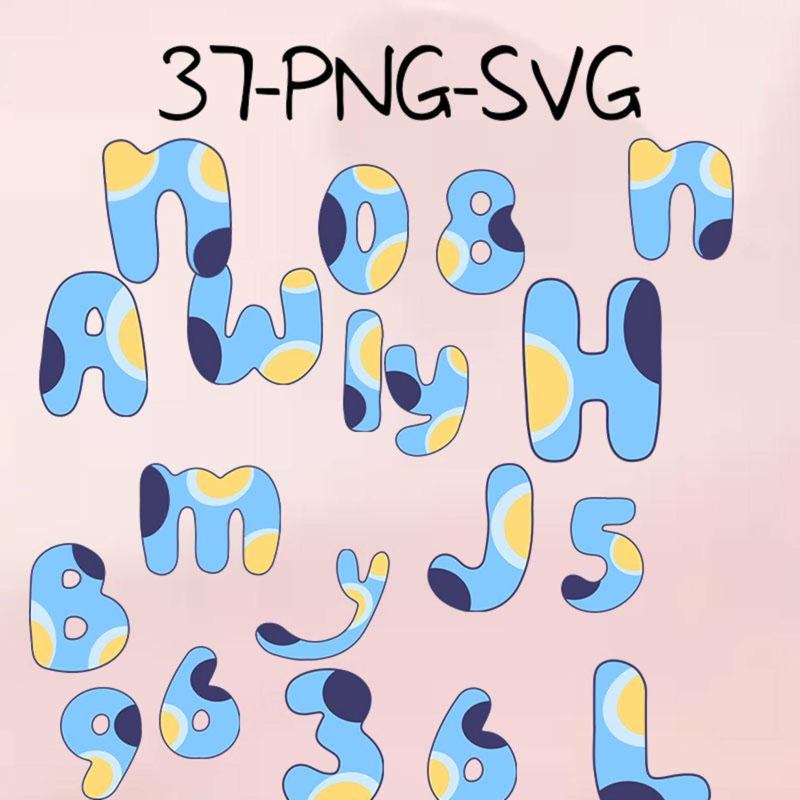 Whimsical Bluey Alphabet SVG Collection Easy Cut Files for DIY Fun - Etsy