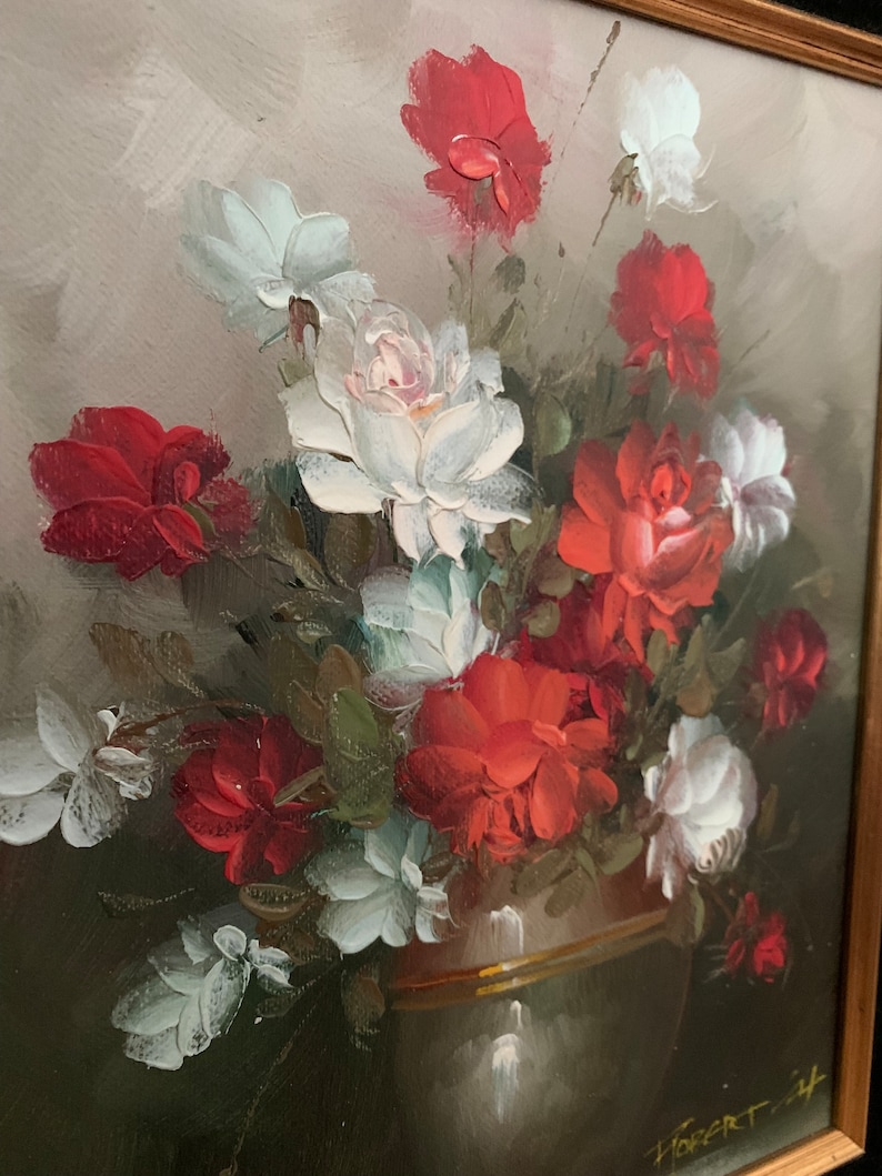 Vintage Pair of Original Robert Cox Floral Oil Paintings Signed Still ...