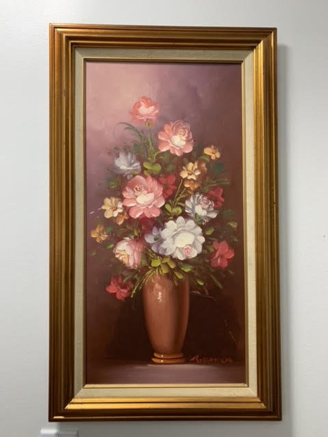 Elegant Original Robert Cox Oil Painting Floral Still Life in Vase ...