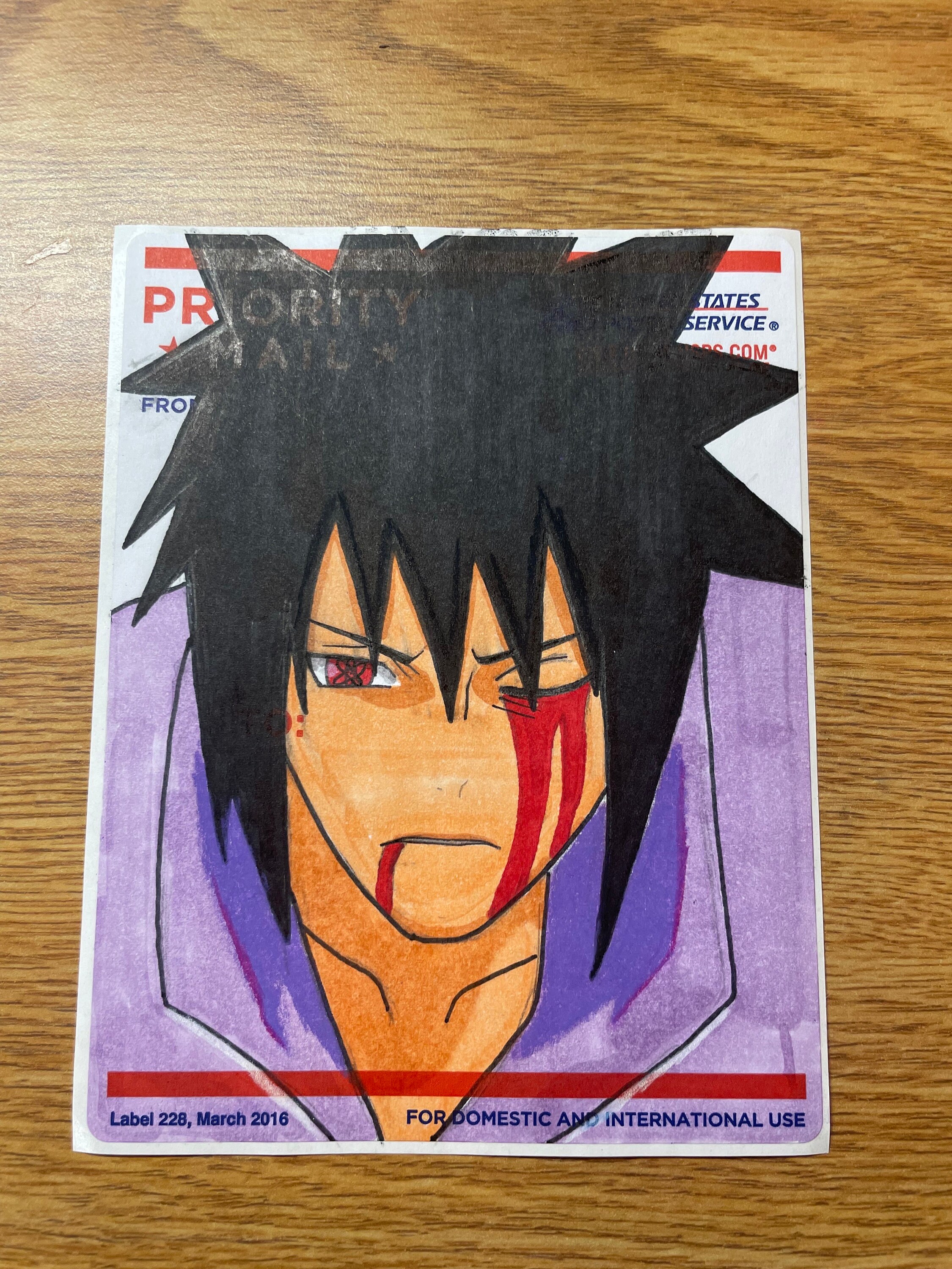 Sasuke Uchiha Hand Drawn Sticker - Etsy