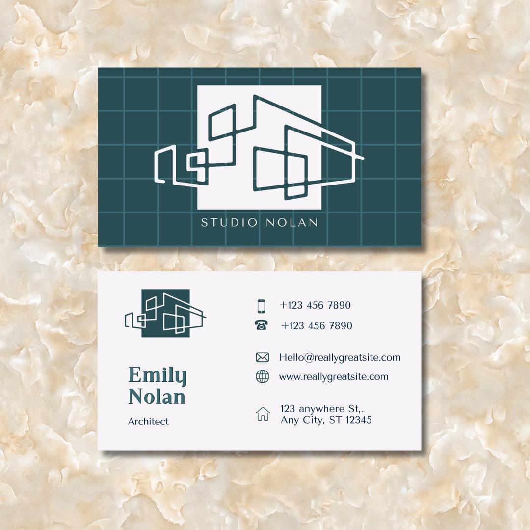 Architect Business Card Template (DIY, Customizable in Canva, Printable ...