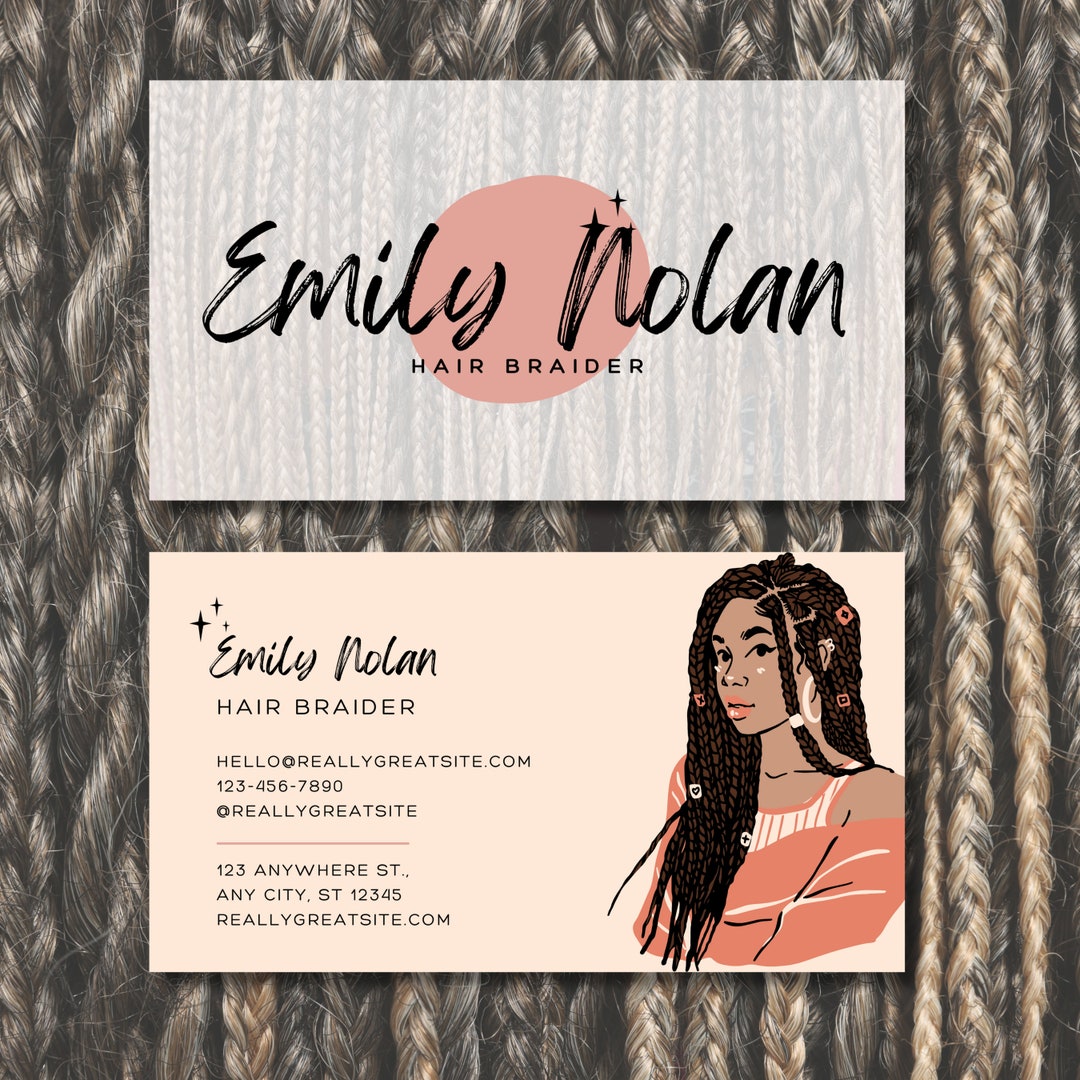 Braider Business Card Template (DIY, Customizable in Canva, Printable ...