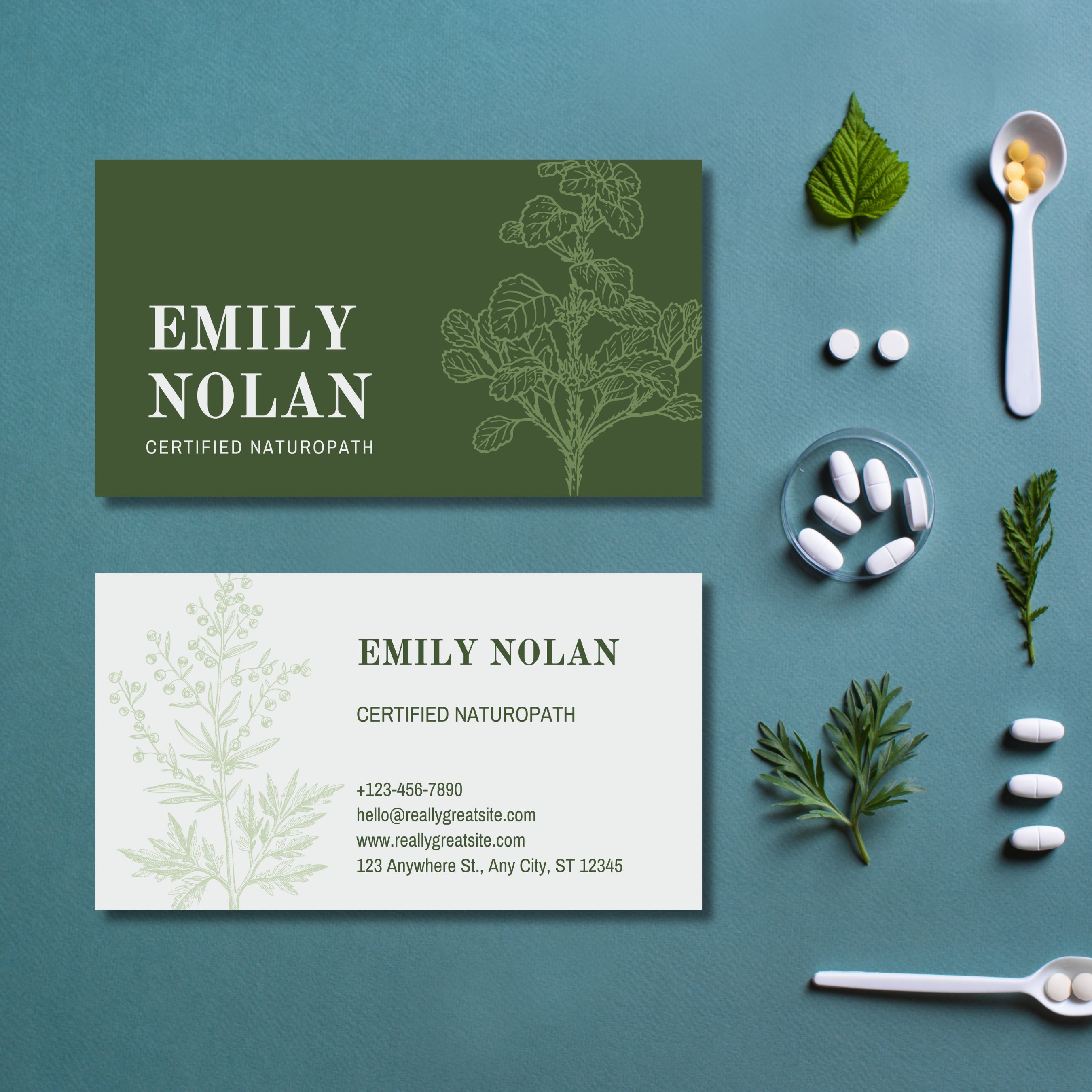 Naturopath Business Card Template (DIY, Customizable in Canva ...