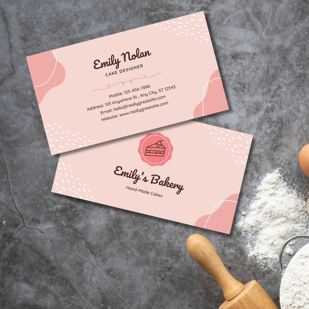 Cake Baker Business Card Template (DIY, Edit in Canva, Instant Download ...