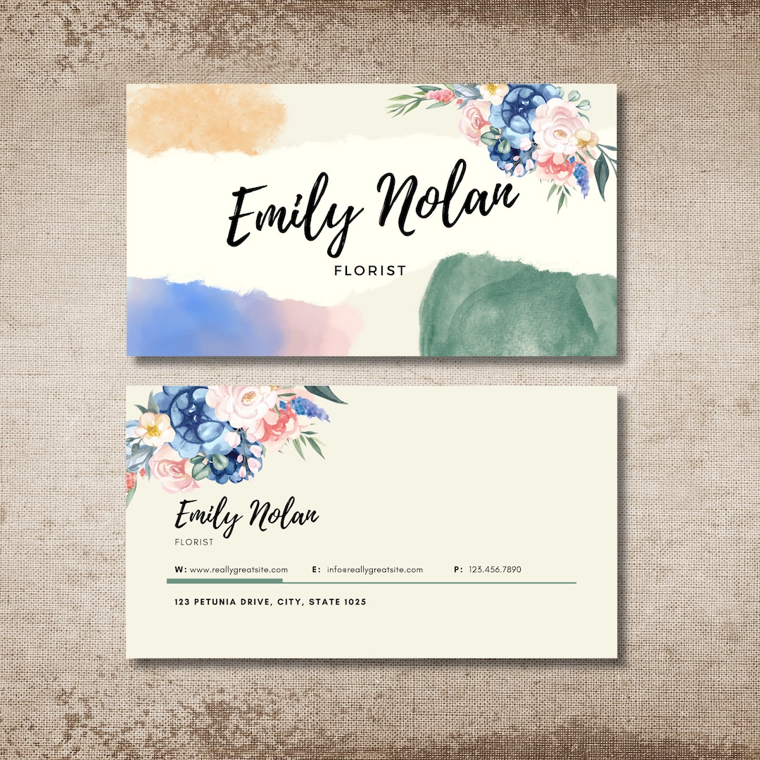 Flower Shop Business Card Template (DIY, Customizable in Canva ...