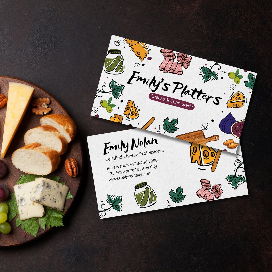 Cheese & Charcuterie Business Card Template: DIY Canva Design (digital ...