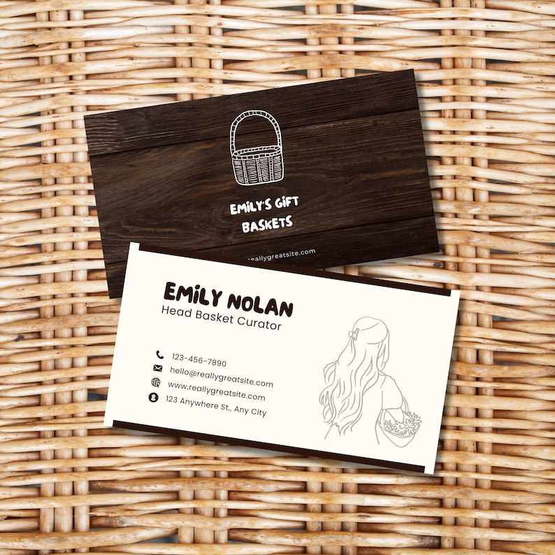 Gift Baskets Business Card Template (DIY, Customize in Canva, Print at ...