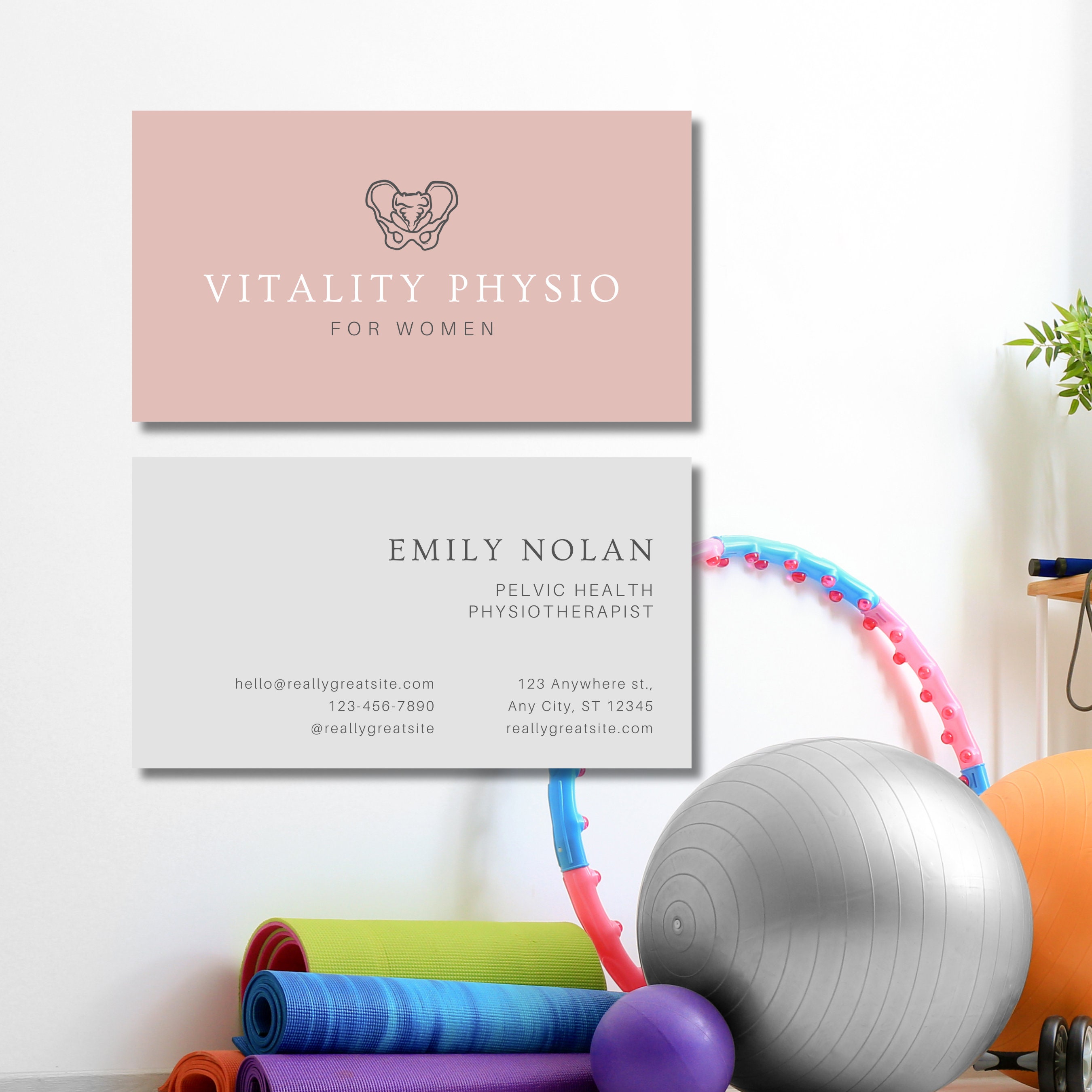 Women's Physiotherapist Business Card Template: Pelvic Health Design ...
