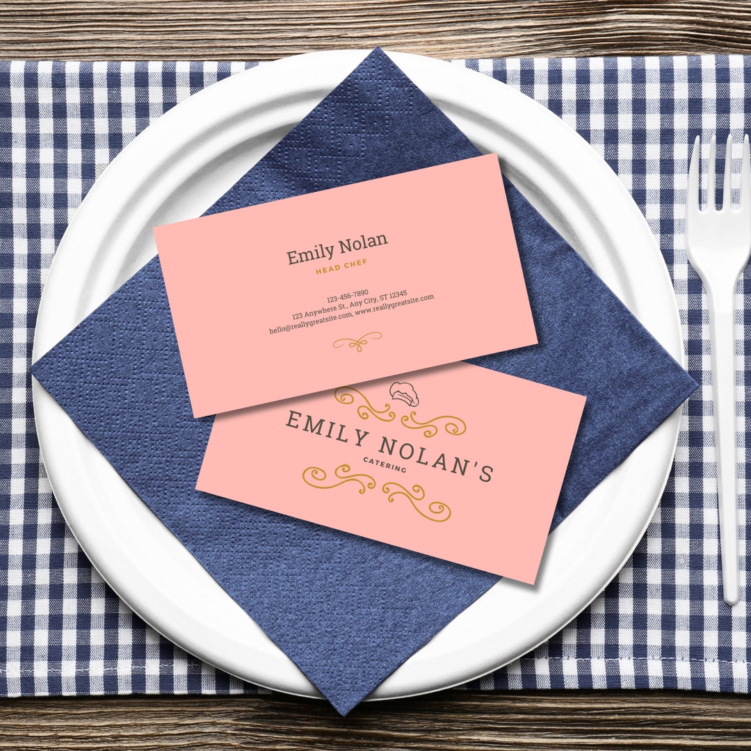 Caterer Business Card Template (edit in Canva, Instant Download, DIY ...