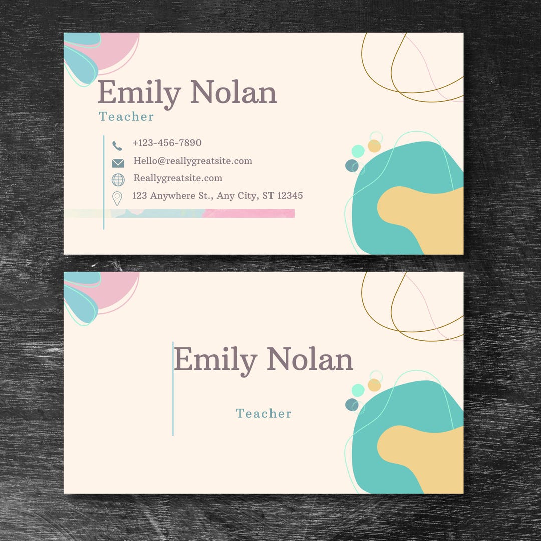 School Teacher Business Card (DIY Editable, Printable Digital Template ...