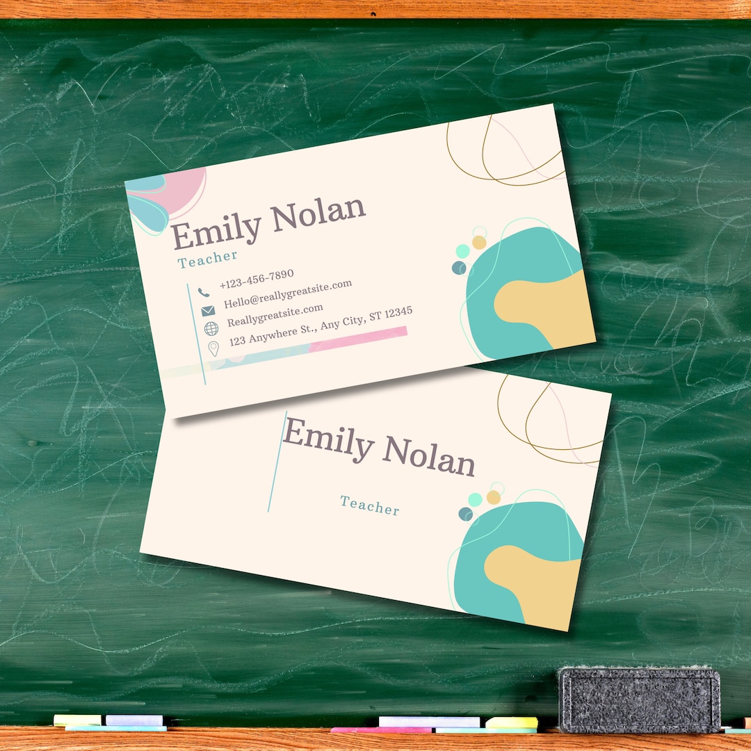 Teacher Business Card Template (DIY, Customize Yourself in Canva ...