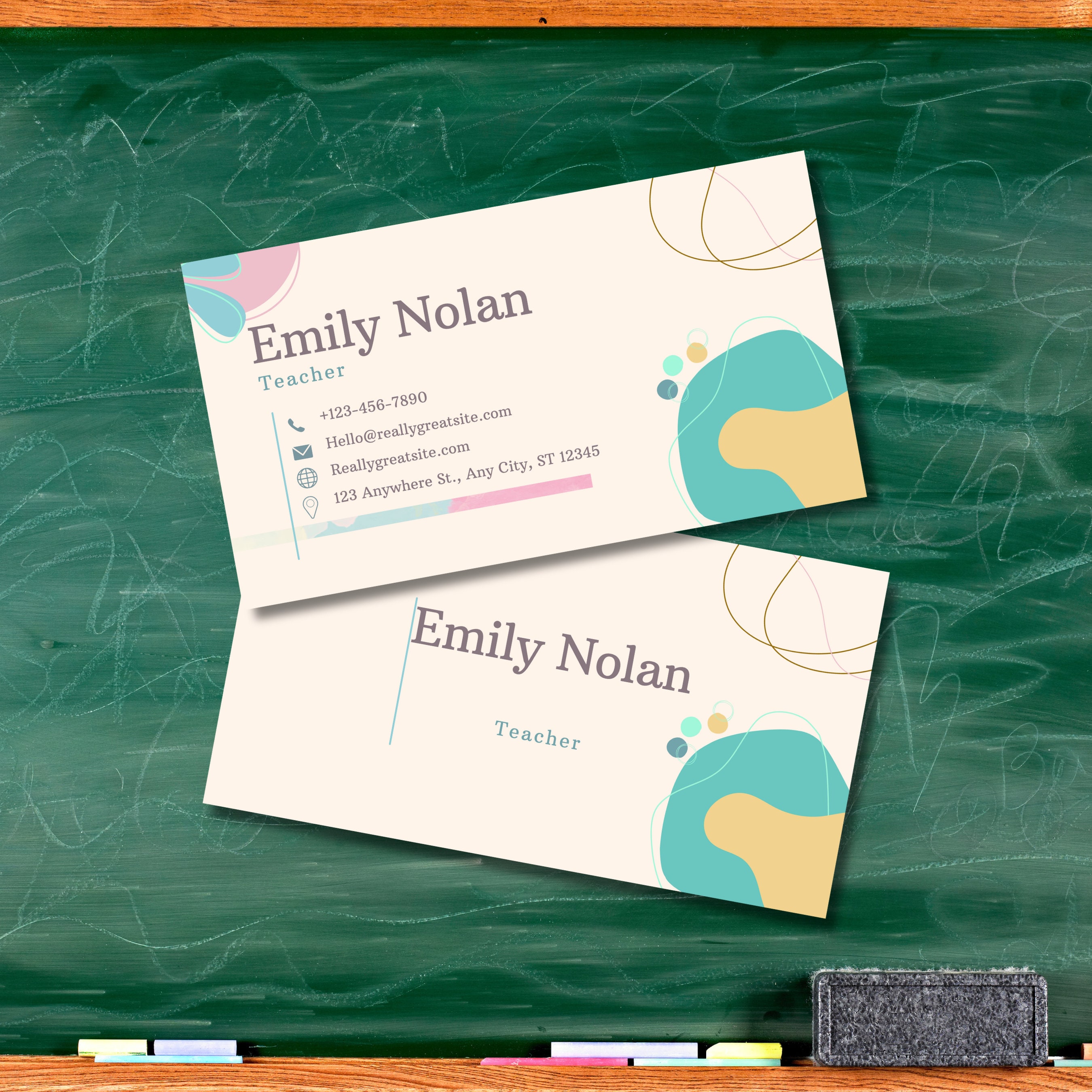 Teacher Business Card Template (DIY, Customize Yourself in Canva ...