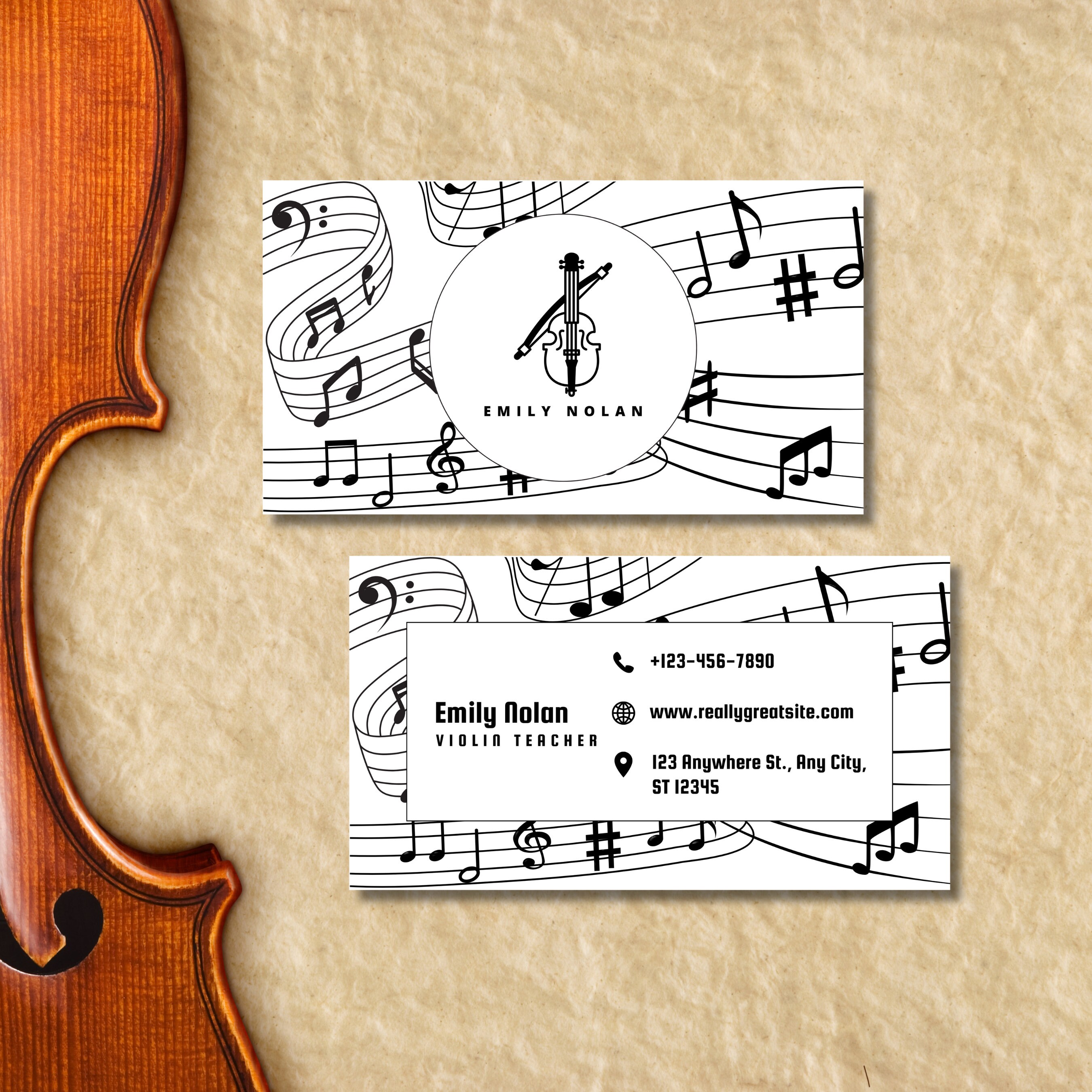 Violin Teacher Business Card Template: Customizable Music Design (canva ...