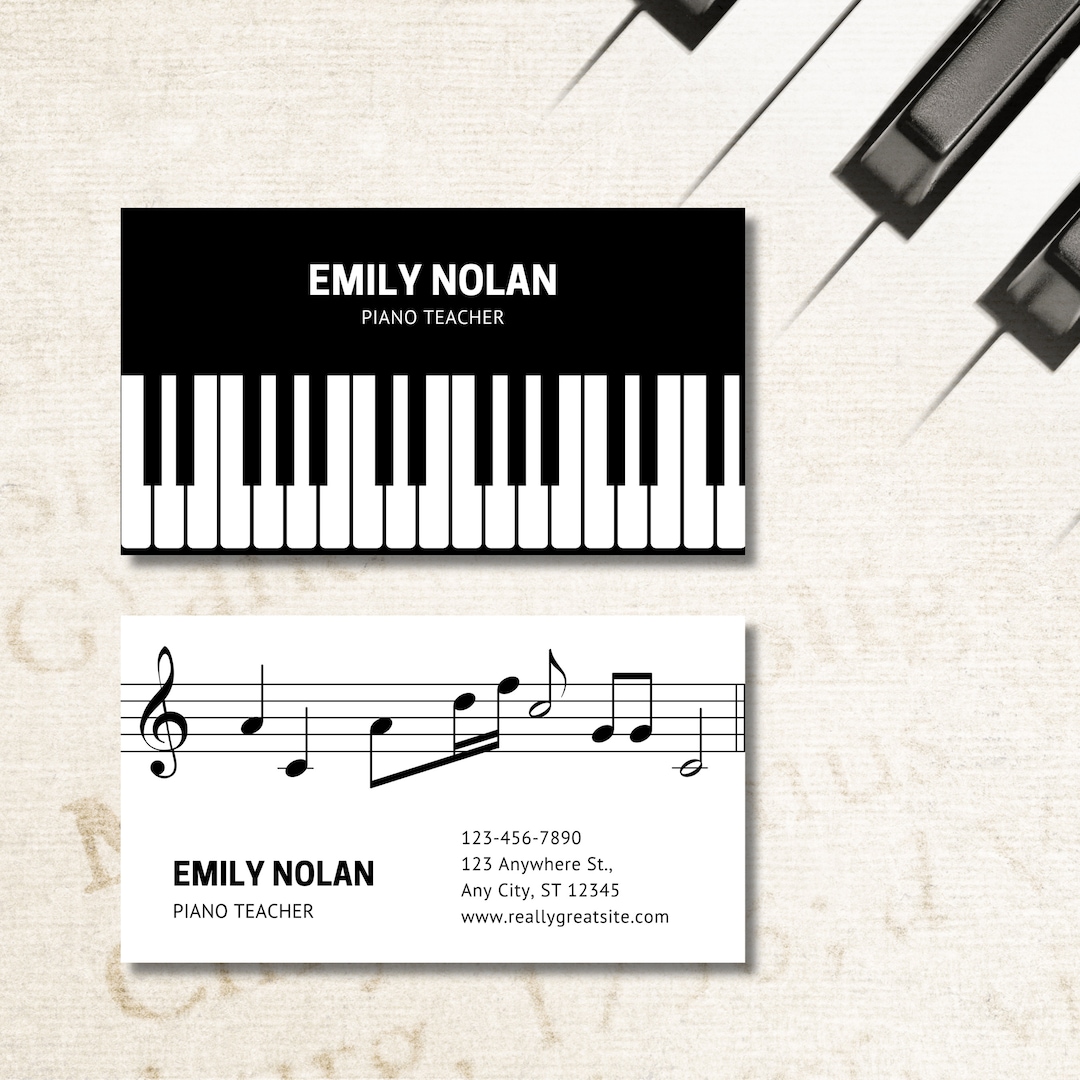 Piano Teacher Business Card Template: Music Instructor Calling Card ...