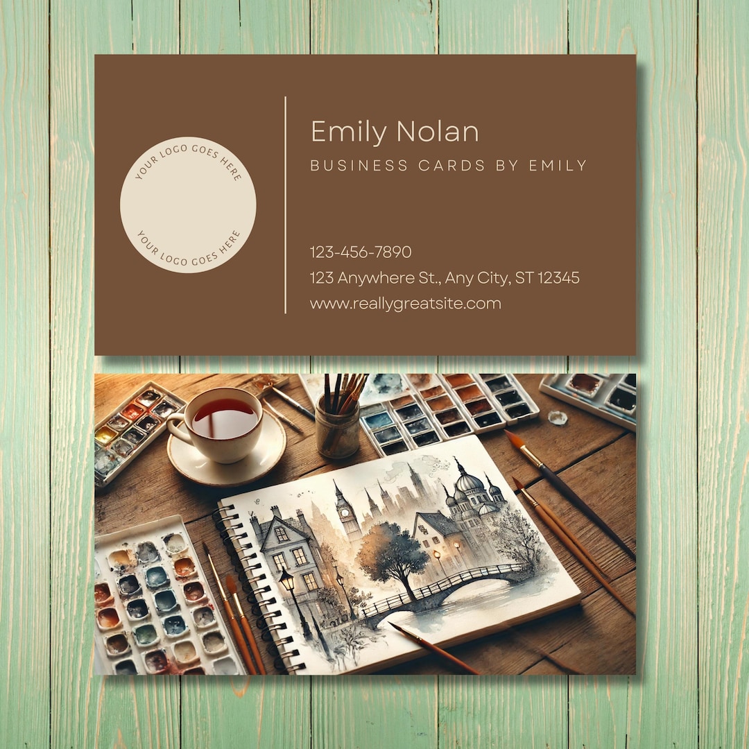 Custom Printable Business Card Template (DIY, Print-at-home, Digital ...