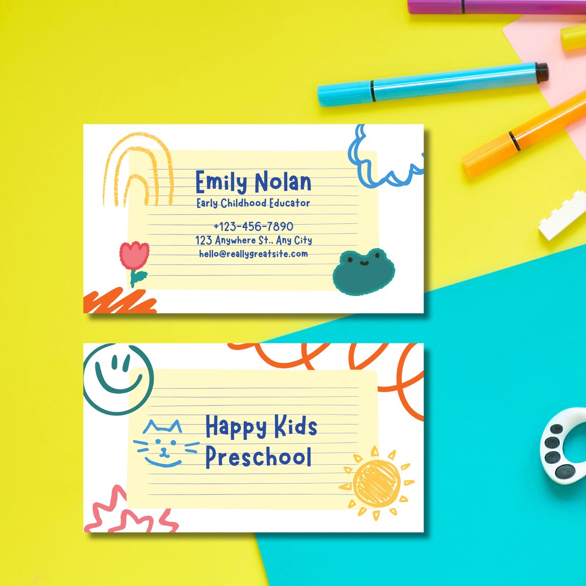 Preschool Business Business Card Template (DIY, Customizable in Canva ...