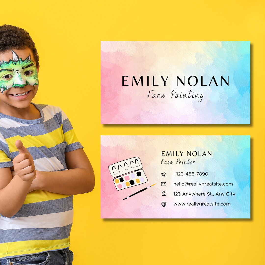 Face Painting Business Card Template (DIY, Customize in Canva, Print-at ...