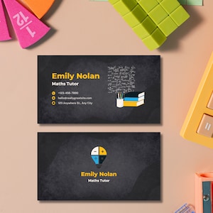 Maths Tutor Business Card Template: Modern Blackboard Design (DIY Canva ...