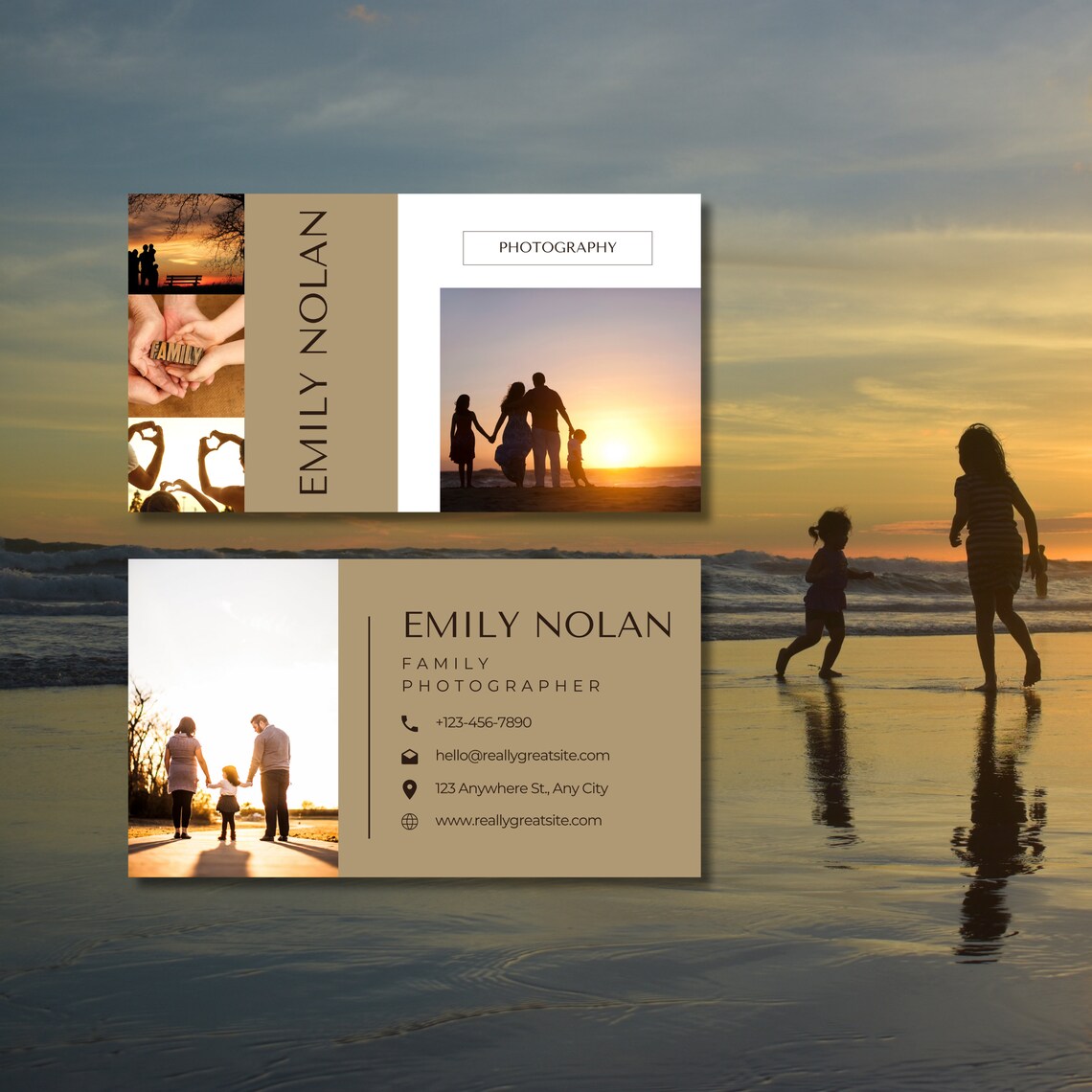 Family Photographer Business Card Template: Collage Design (DIY Canva ...