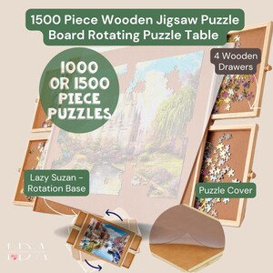 1500 Piece Rotating Puzzle Board With 4 Drawers & Cover,28"x35"portable ...