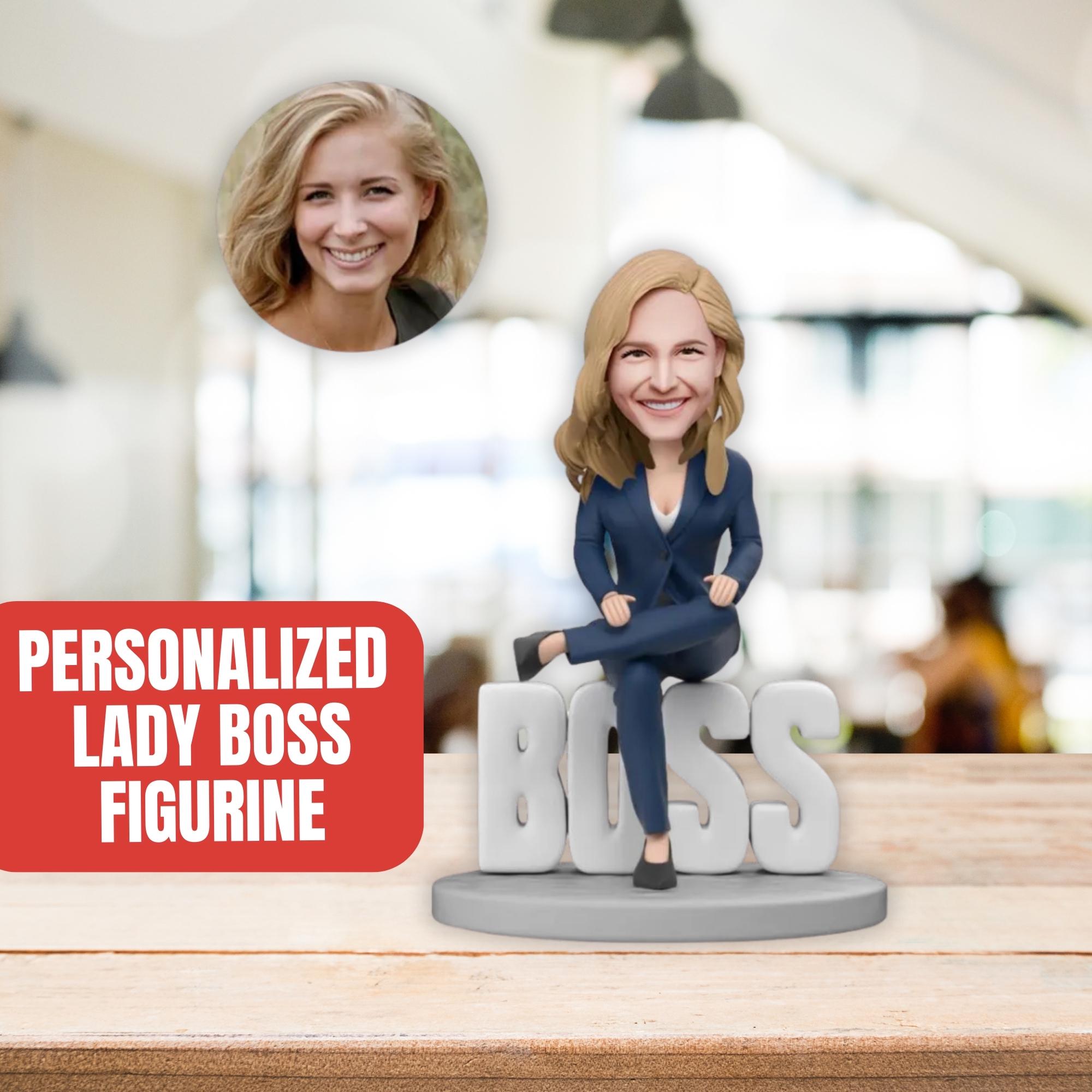Custom Bobblehead Personalized Lady Boss Figurine With Engraved Text ...