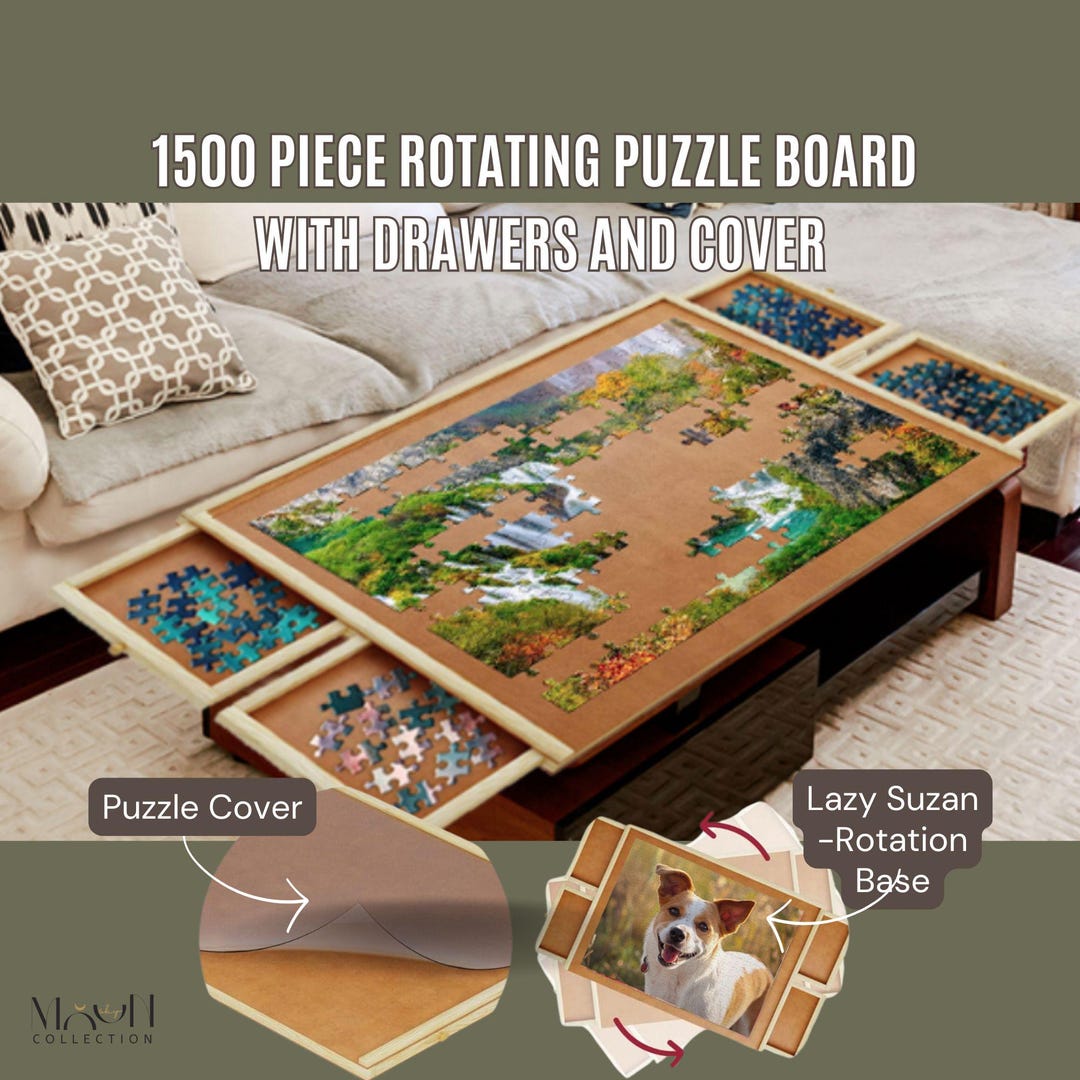 1500 Piece Rotating Puzzle Board With 4 Drawers & Cover,28"x35"portable ...