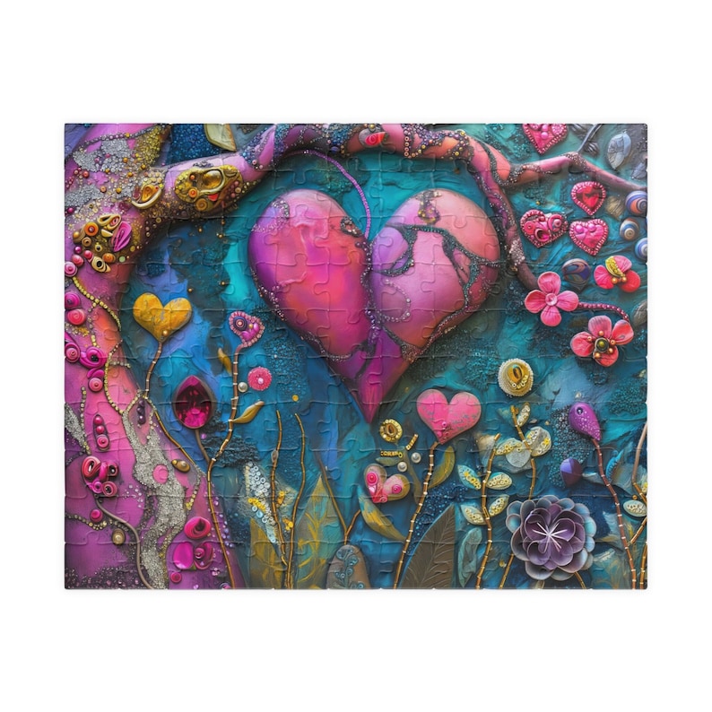 Pink Heart Flowers Rocks Jigsaw Puzzle 1000 Piece Tree Fantasy Art ...