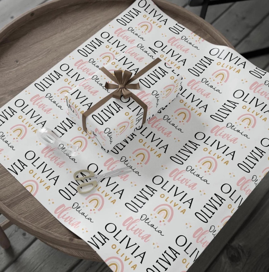 New Baby Shower Wrap, Custom Name Collage Personalized Name Wrapping ...