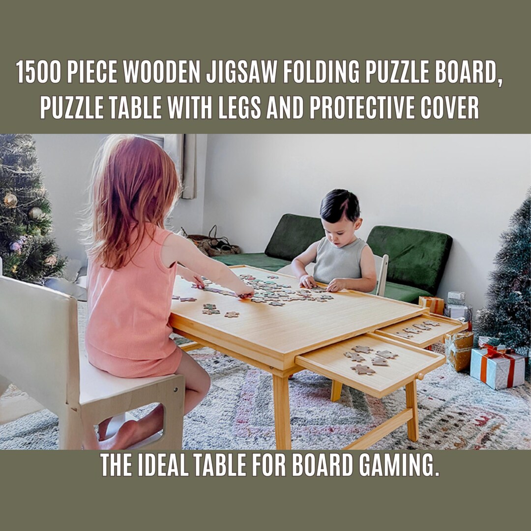 Puzzle Game Table Puzzle Coffee Table 1500 Piece Rotating Puzzle Board ...
