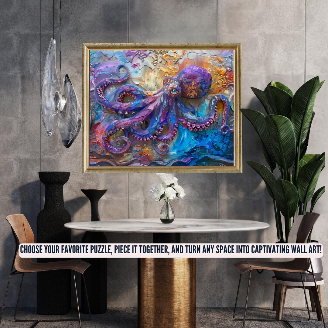 Octopus in the Ocean Jigsaw Puzzle,wildlife Art,1000 Piece Puzzle for ...